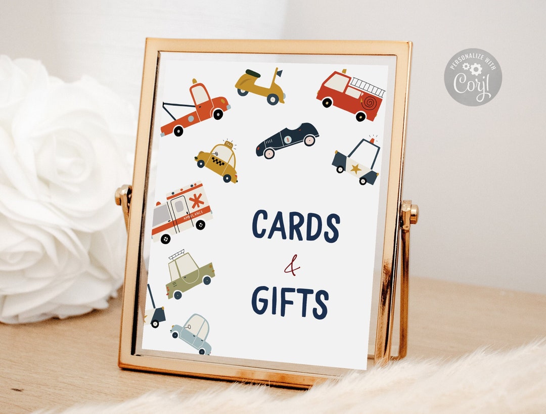Editable Cute Cars Birthday Table Sign, Transportation Theme Party ...