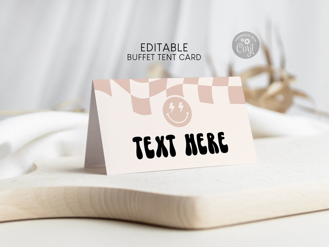 Editable Smiley Face Food Tent Templateretro One Happy Rad - Etsy