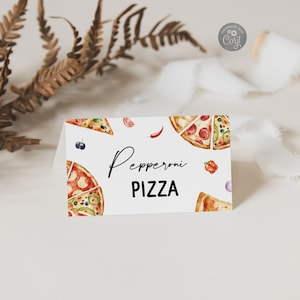 Editable Pizza Theme Food Tent Card, Printable Birthday Folded Food ...