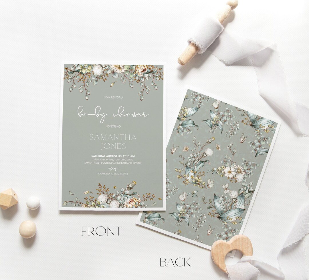 Editable Gender Neutral Boho Baby Shower Invitation Spring Garden Baby ...