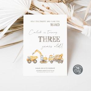 Construction Trucks Theme 3rd Birthday Party Bundle (Download Now) - Etsy