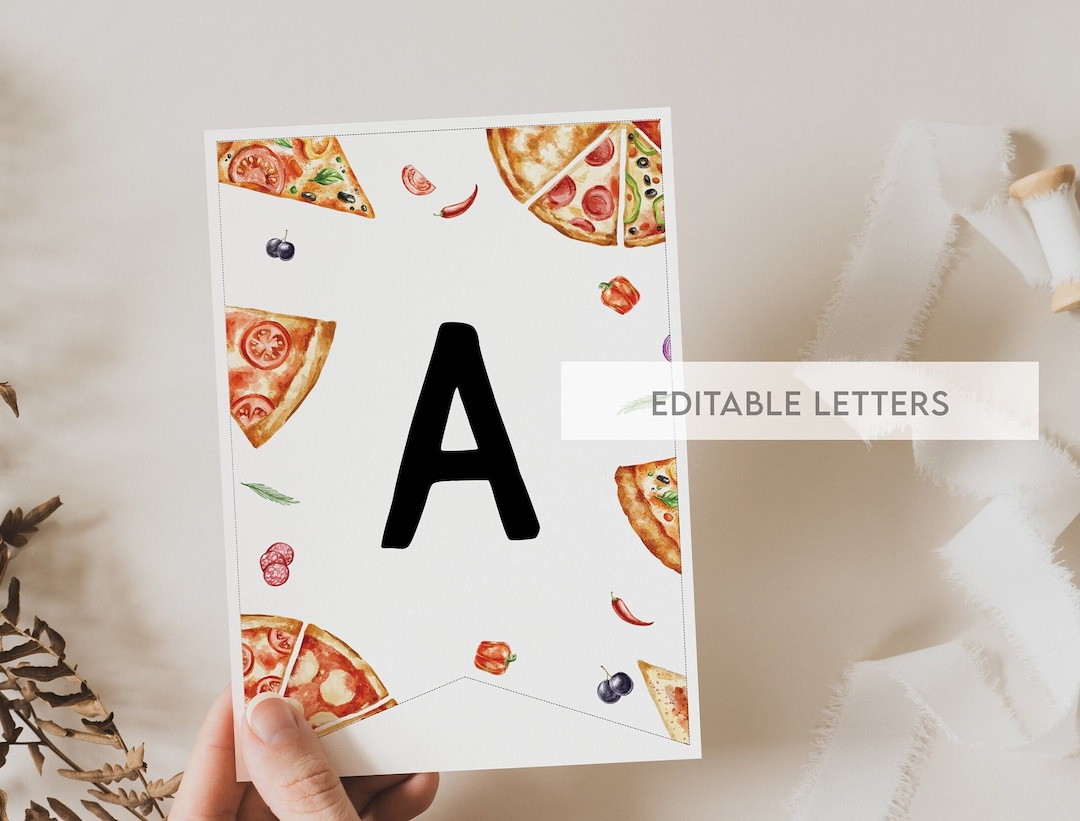 Pizza Birthday Bunting: Editable Garland Template (digital Download) - Etsy