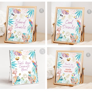 Printable Tropical Pool Party Bundle, Editable Birthday Package Any Age ...