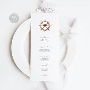 Nautical Theme Menu Cards, Printable Boat Birthday Menu Template ...