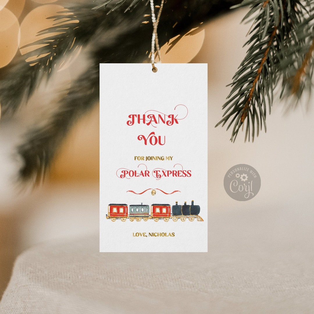 Polar Express Thank You Tag | Holiday Tags | Holiday Thank You Card ...