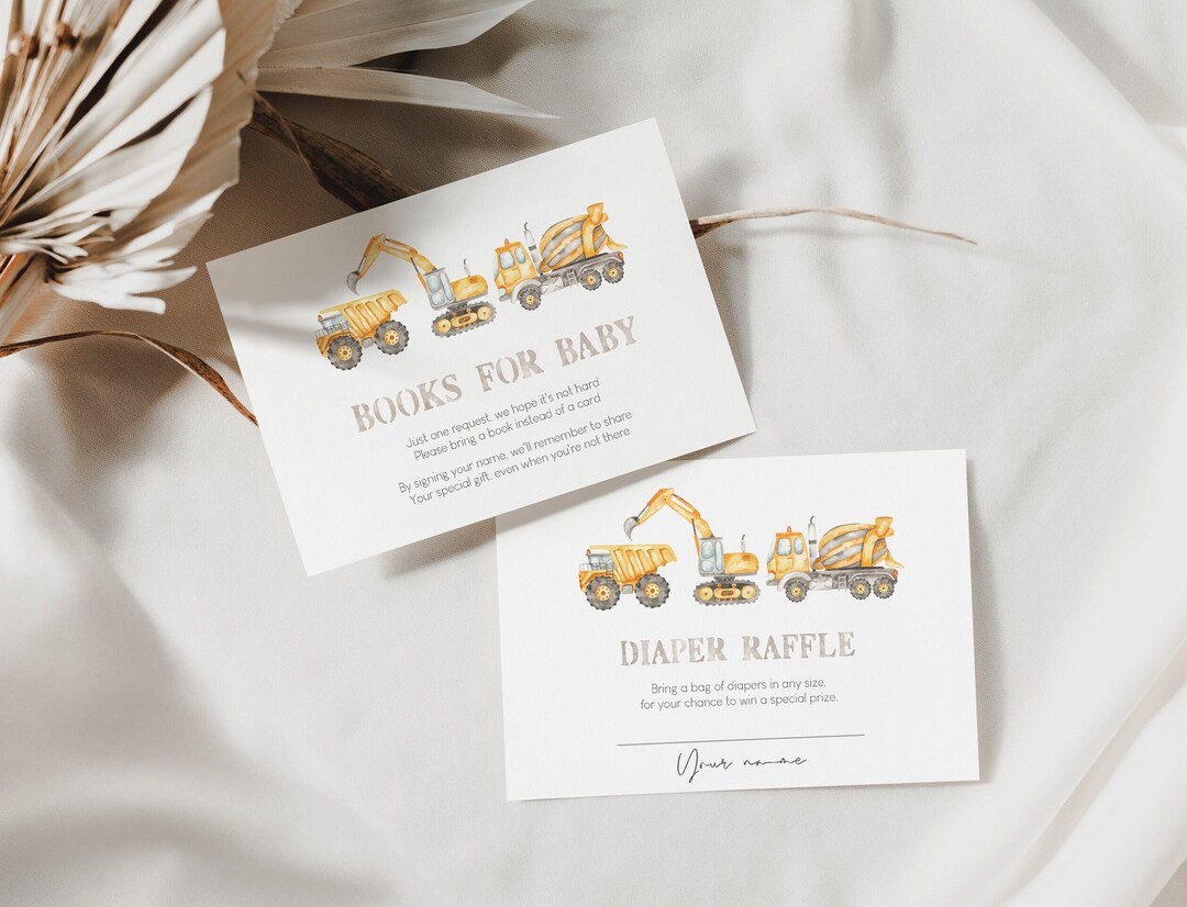 Construction Baby Shower Raffle & Books Card Set (digital Download) - Etsy