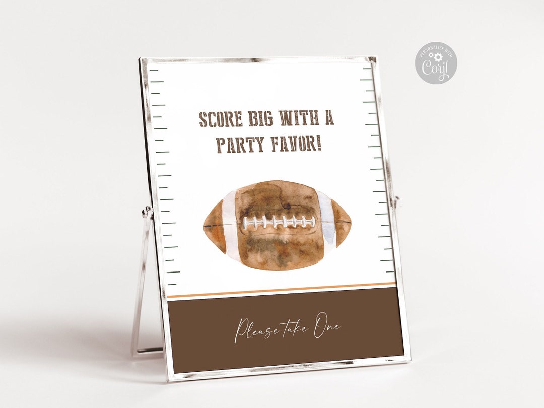 Score Big Football Birthday Party Favors Sign, Minimalist Sports Theme ...