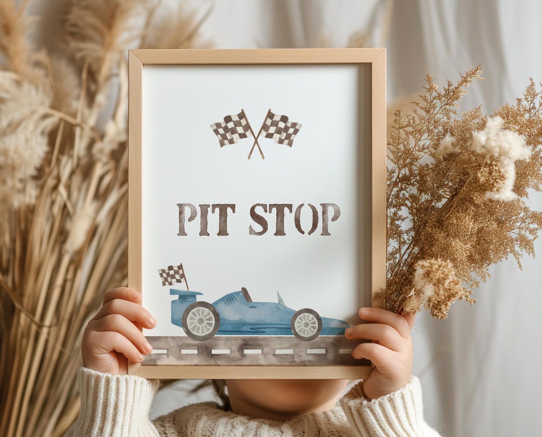 Race Car Birthday Party Pit Stop Sign: Vintage Style (digital Download ...