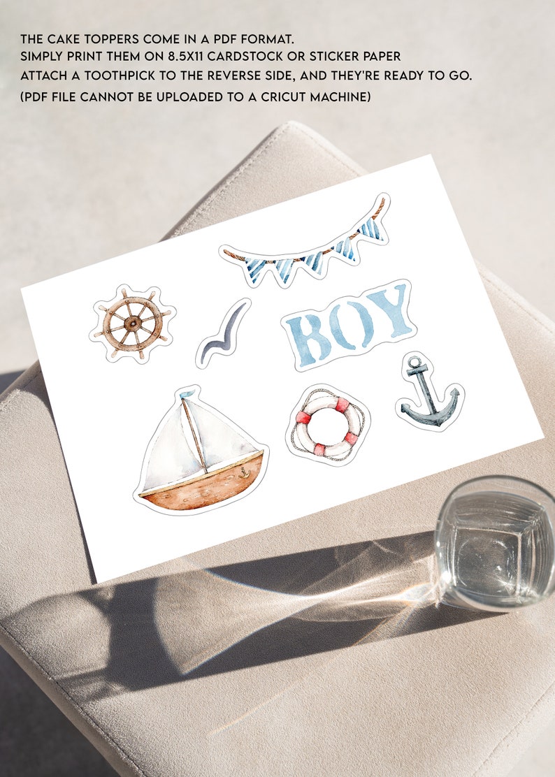Rustic Sailboat Cake Topper: Nautical Baby Shower Decor (instant ...