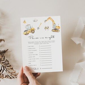 Construction Baby Shower Games Bundle: Editable Template (digital ...