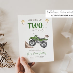 Green ATV Bike 3.5x2" Buffet Tent Card, Editable 4 Wheeler Quad Bike ...