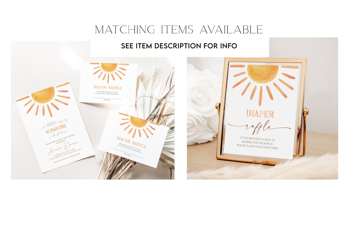 Editable Sun Menu Card Template: Sunshine Baby Shower (digital Download ...