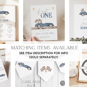 Editable Race Car Birthday Welcome Sign Navy Blue Racing Car First ...