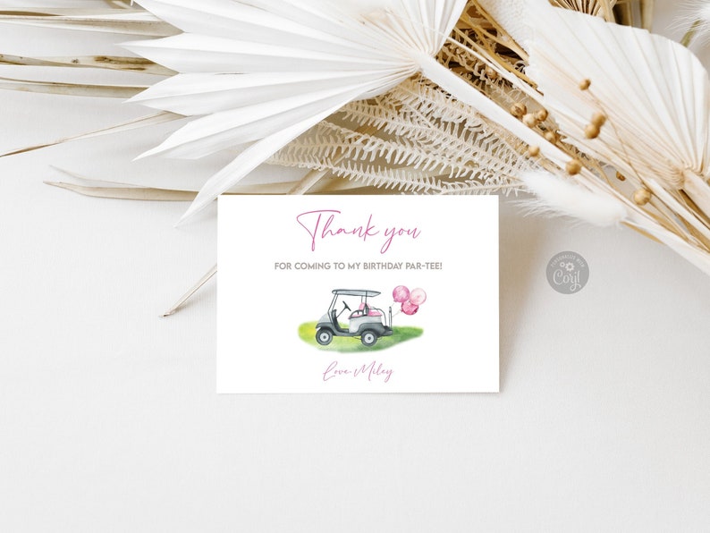 Editable Pink Golf Theme Thank You Card Hole in One Girl - Etsy