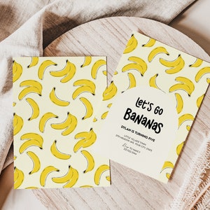 Let's Go Bananas Welcome Sign, Editable Whimsical Fruit Theme Party ...