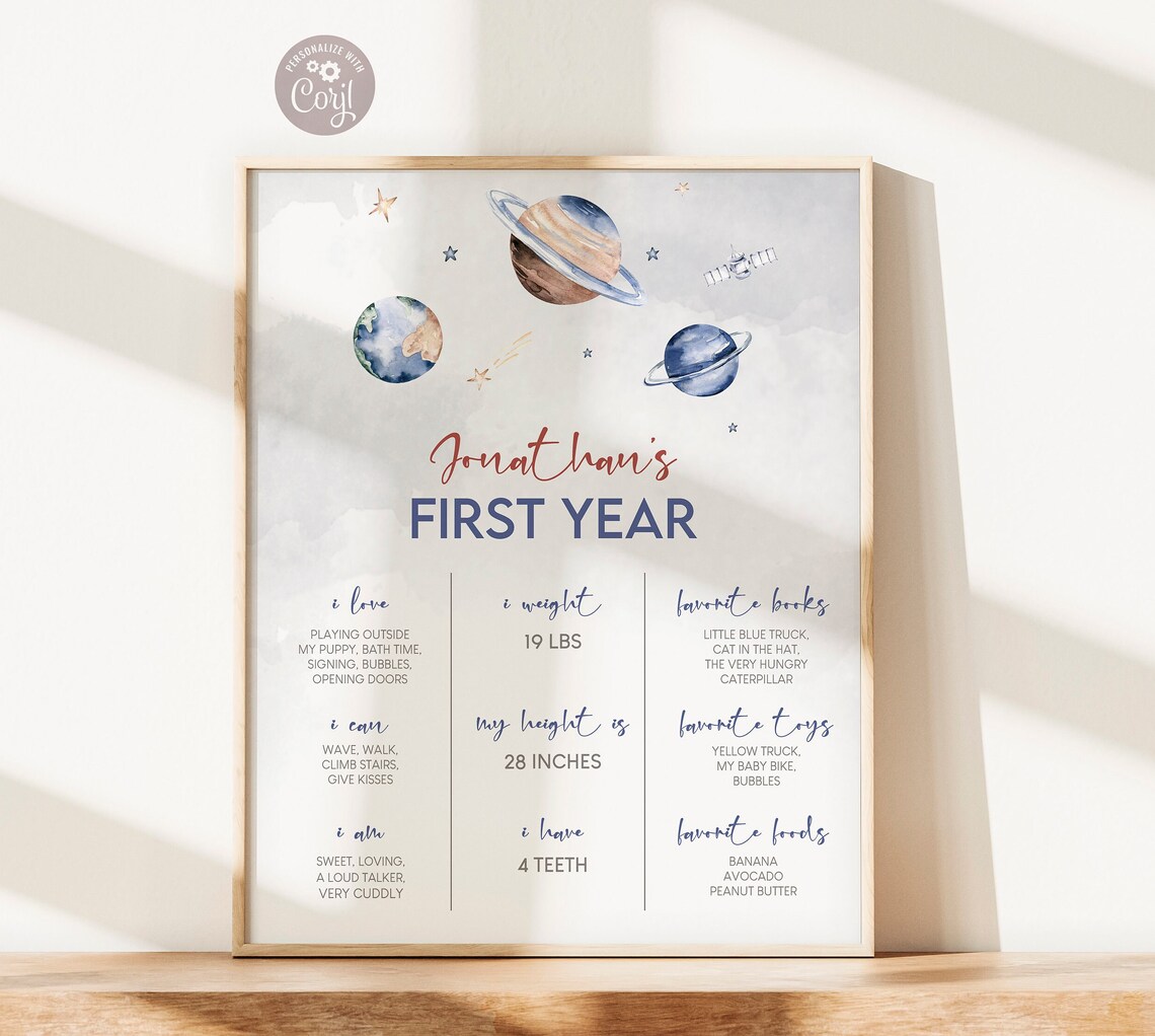 Editable Outer Space Milestone Sign Moon Planets First - Etsy