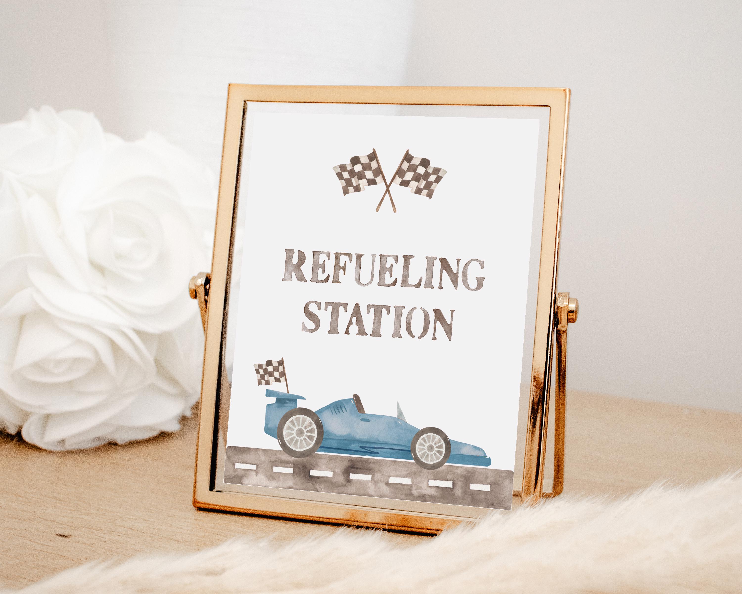 Race Car Refueling Station Sign: Vintage Birthday Party Decor (digital ...