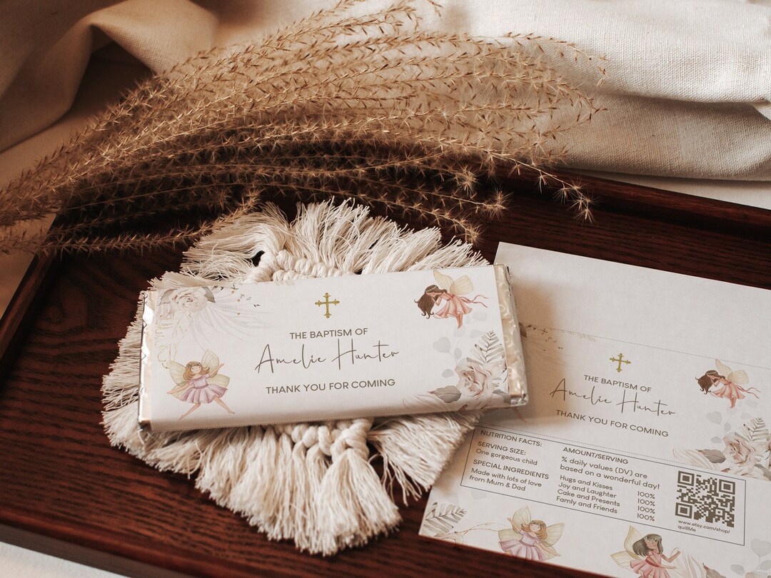 Editable Boho Fairy Chocolate Bar Wrapper Template Candy Bar Template ...