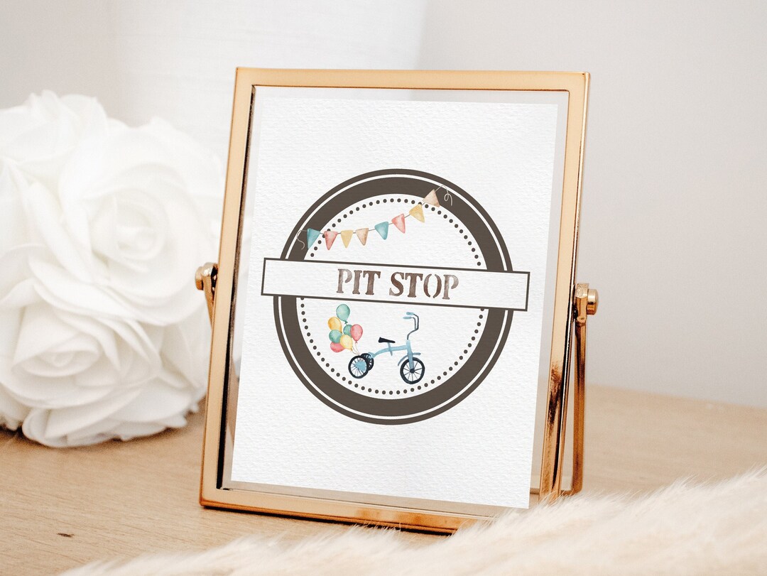 Ready to Print Pit Stop Sign Blue Trike Birthday Party Decorations 8x10 ...