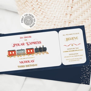Polar Express Train Birthday Party Invitation, Christmas Winter Party ...
