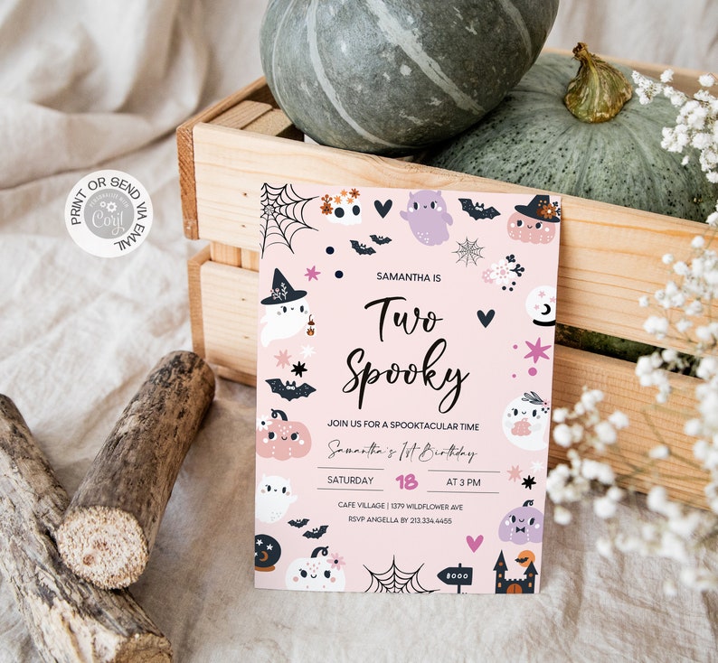 Editable Two Spooky Halloween Ghost 2nd Birthday Party - Etsy