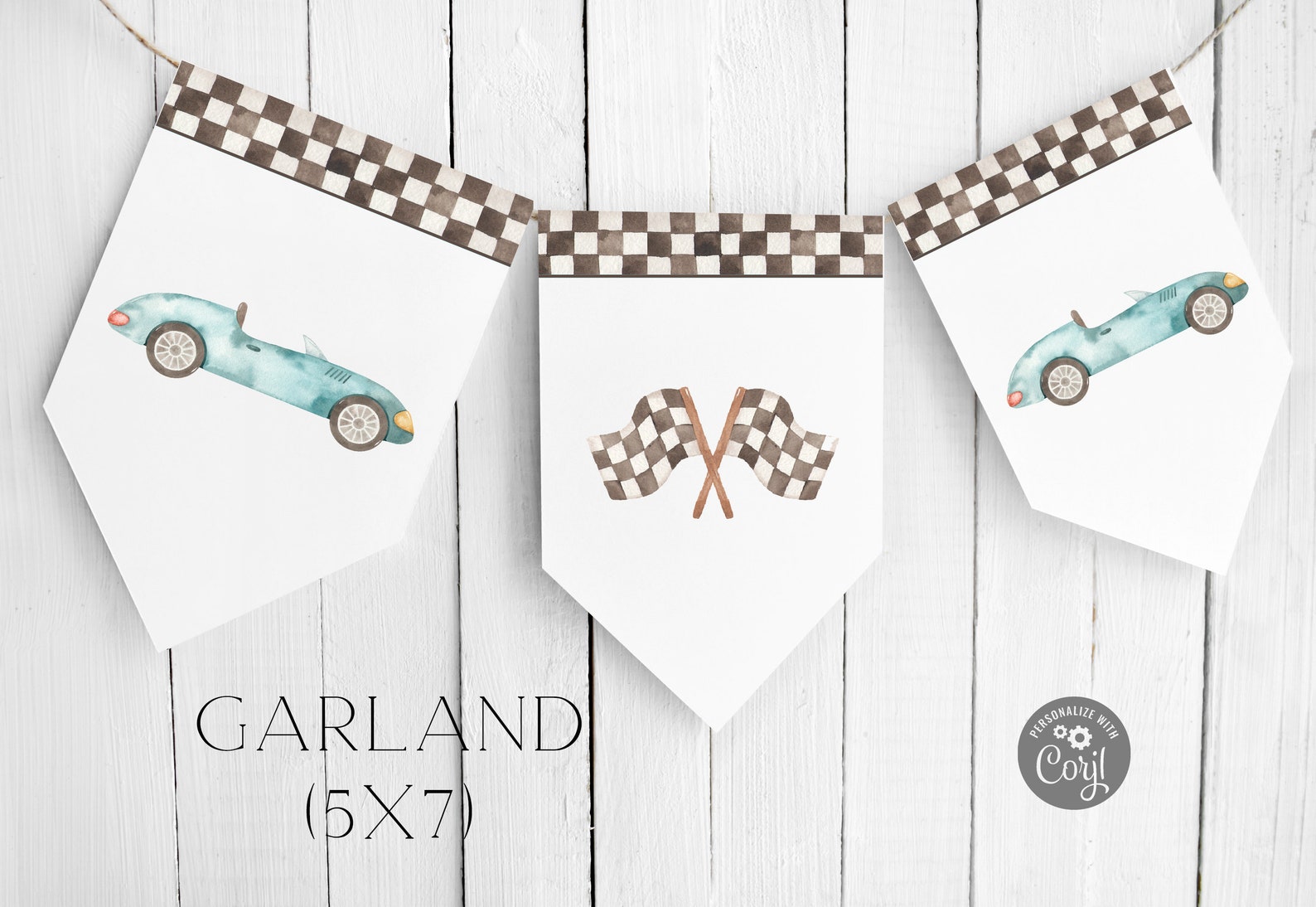 Blue Vintage Race Car Baby Shower Banner Editable Happy - Etsy