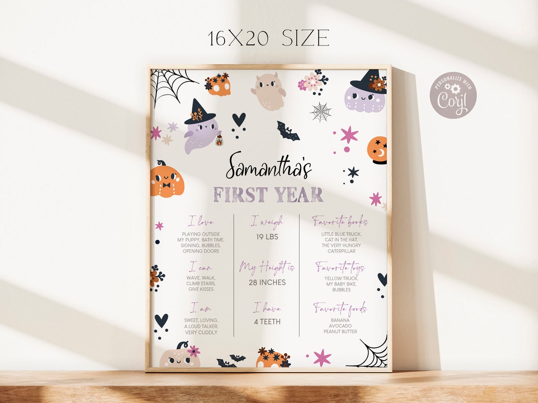 Halloween Ghost 1st Birthday Milestone Board: Spooky One Sign (digital ...