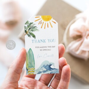 Editable Surf Thank You Tags, the Big One Surf up Birthday Party Favor ...