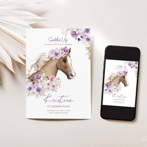 Editable Horse Birthday Invitation, Printable Saddle up Invite Template ...