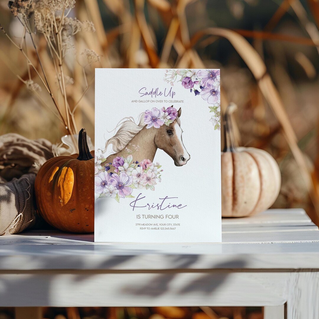 Editable Horse Birthday Invitation, Printable Saddle up Invite Template ...