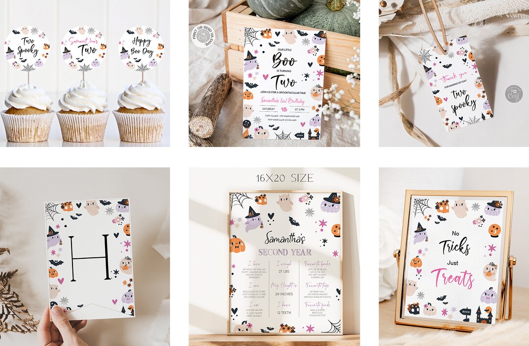 Two Spooky Birthday Invitation Bundle: Halloween Party Decor (digital ...