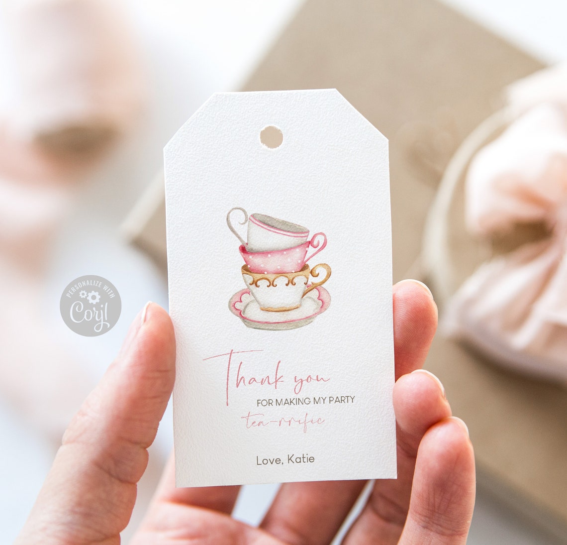 Editable Tea Party Favor Tags Thank You Tea for Two Tags - Etsy