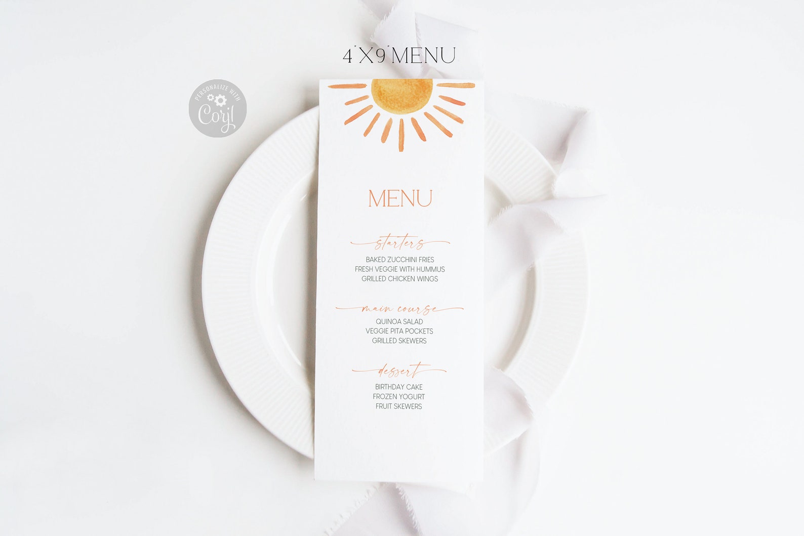 Editable Sun Menu Card Template: Sunshine Baby Shower (digital Download ...