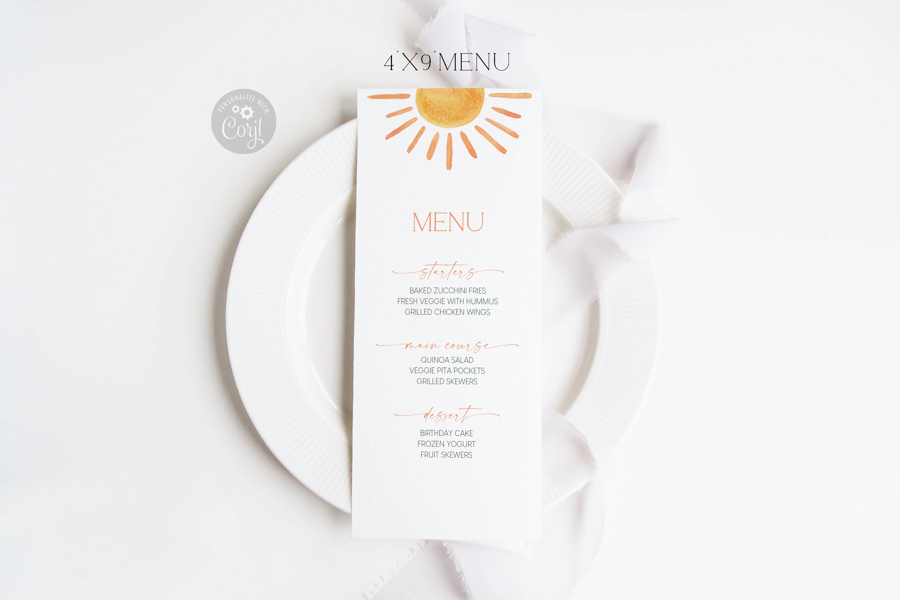 Editable Sun Menu Card Template: Sunshine Baby Shower (digital Download ...