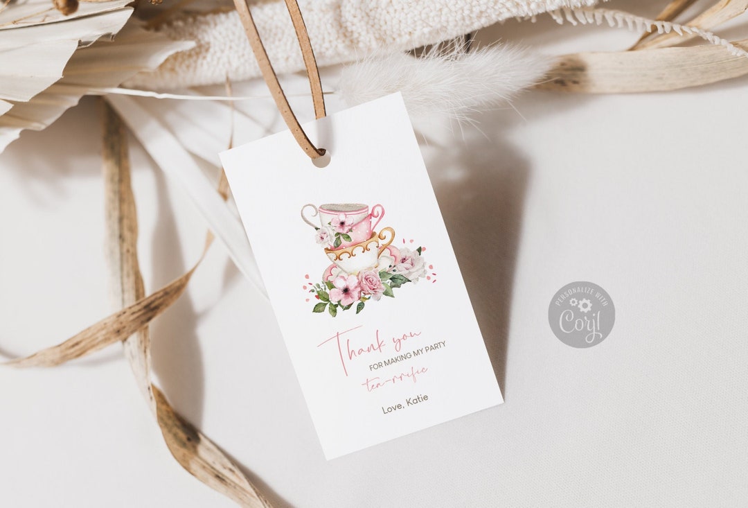 Editable Tea Cups Favor Tags | Printable Thank You Tags | Tea Cups ...