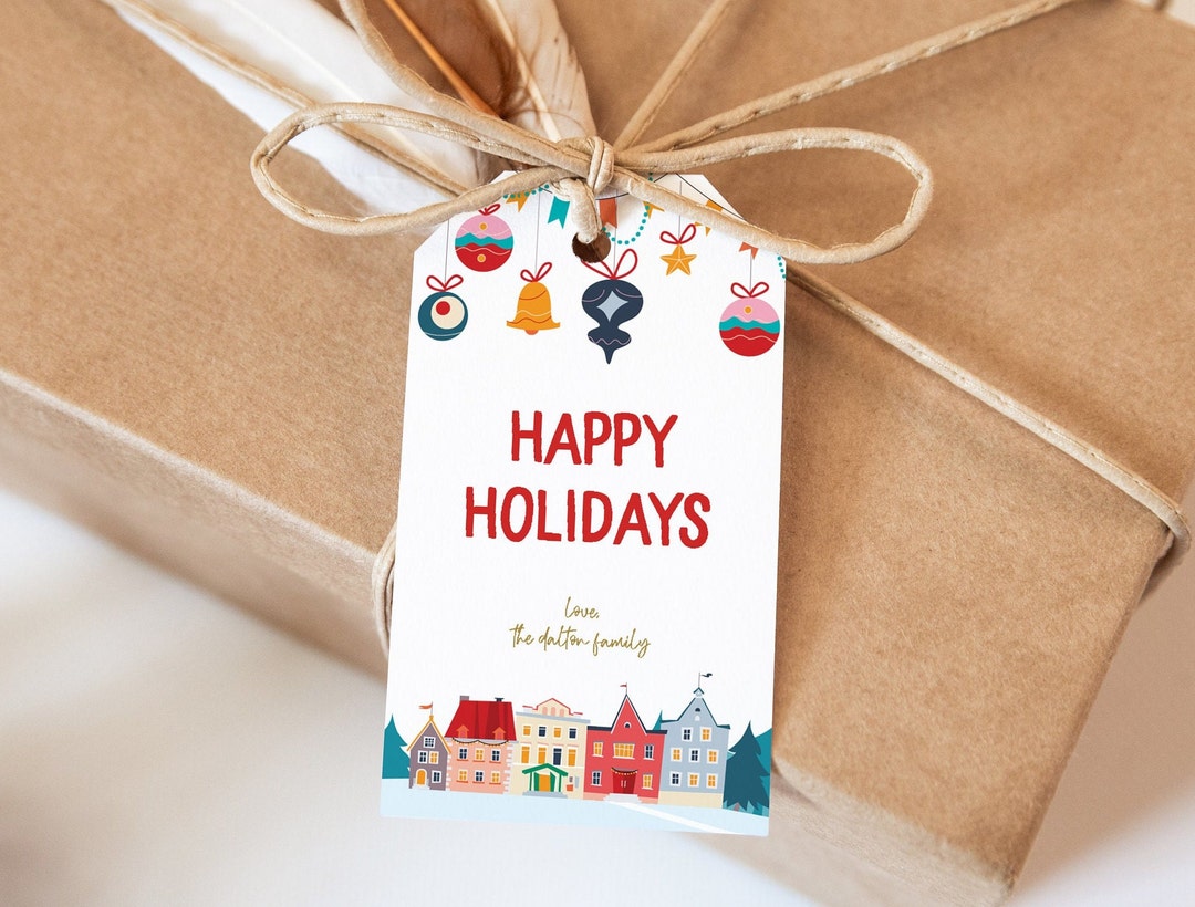 Editable Christmas Gift Tag Template, Holiday Favor Tag, Printable ...