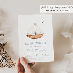 Nautical First Birthday Milestone Sign: Sailboat Stats Board (digital ...