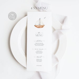 Nautical Theme Menu Cards, Printable Boat Birthday Menu Template ...