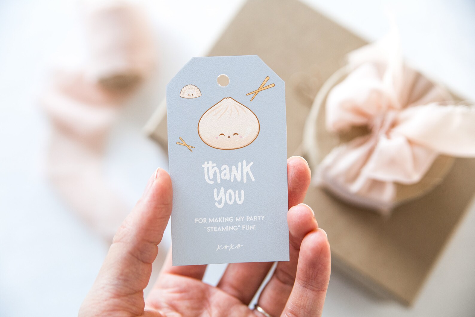 Dumpling Birthday Thank You Tags: Editable Dim Sum Party Favor (instant ...
