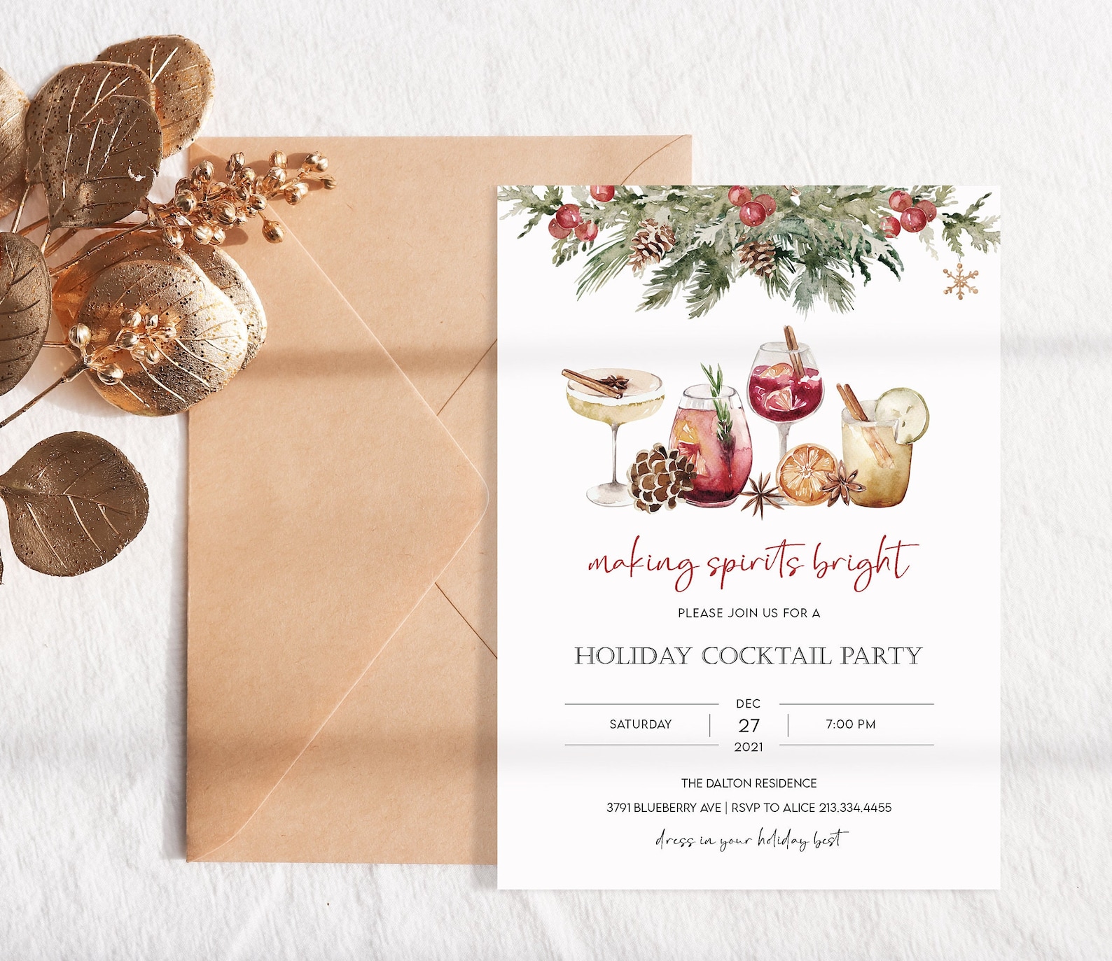 Editable Holiday Cocktail Party Invitation Christmas Party - Etsy