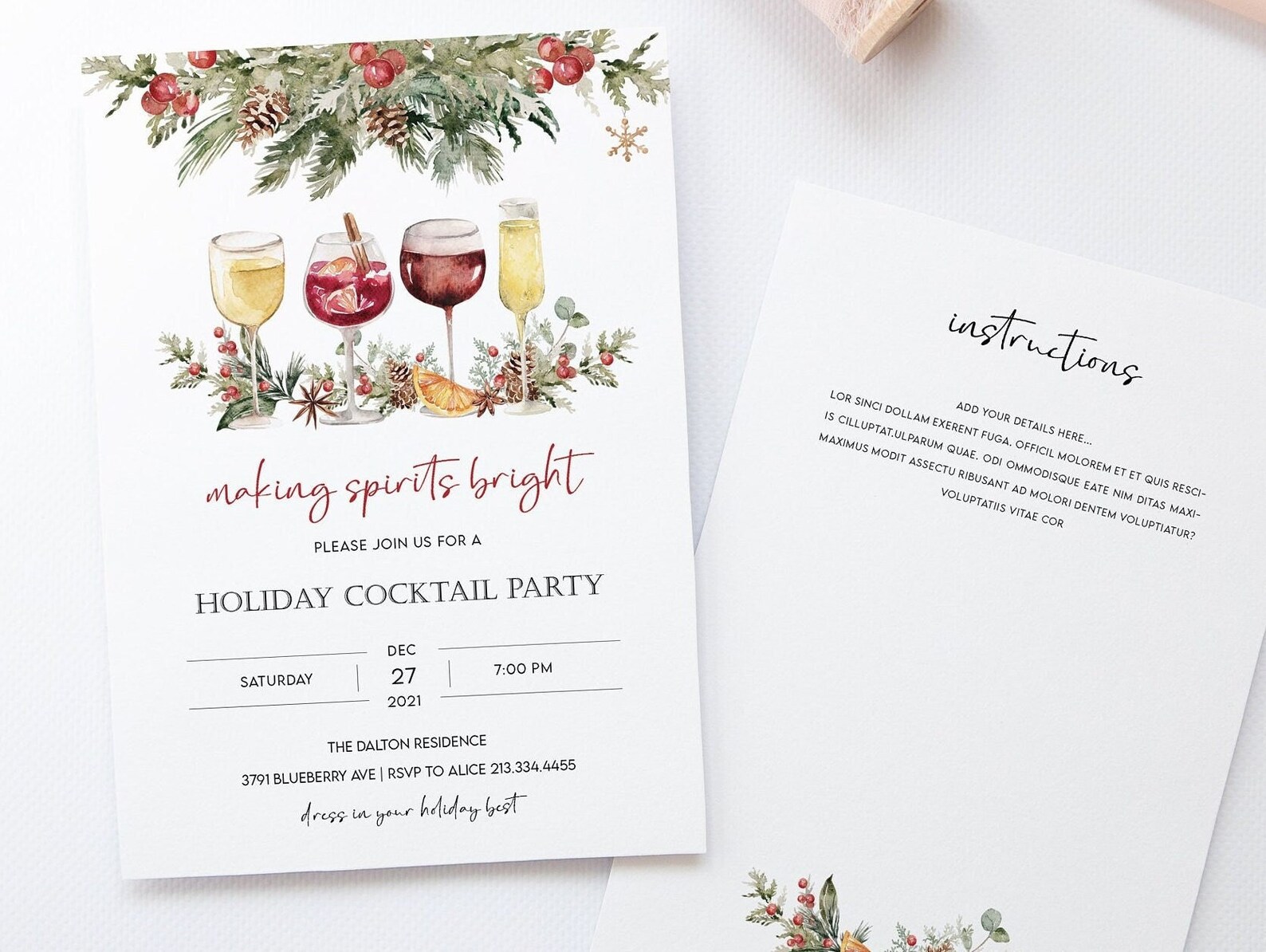 Editable Holiday Cocktail Party Invitation Christmas Party - Etsy