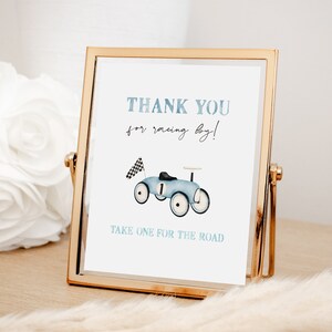 Printable Race Car Party Sign Pack | Blue Race Car Ride on Gift Sign ...