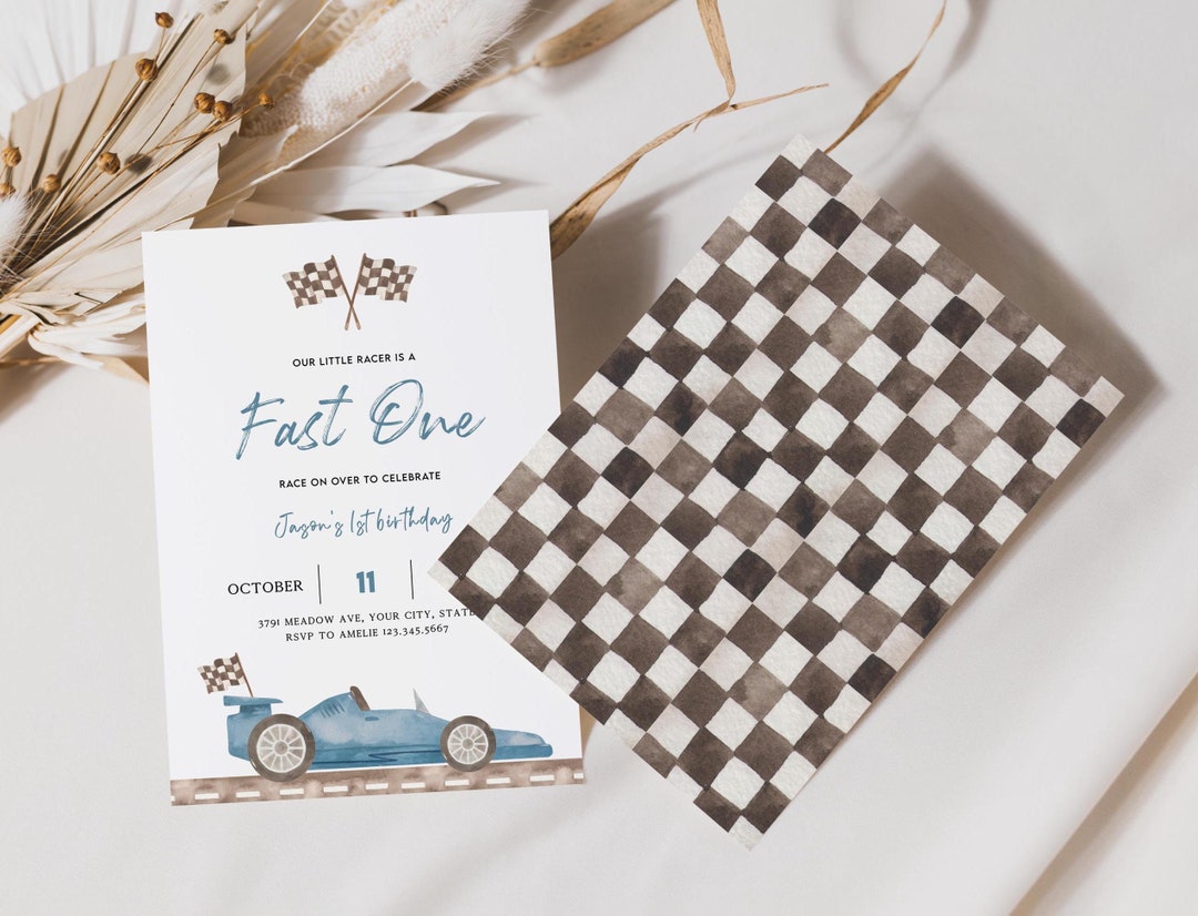 Fast One Race Car Birthday Invitation: Editable F1 Template (digital ...