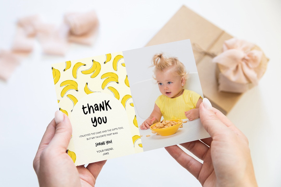 Bananas Party Thank You Photo Card: Whimsical Fruit Theme (printable ...