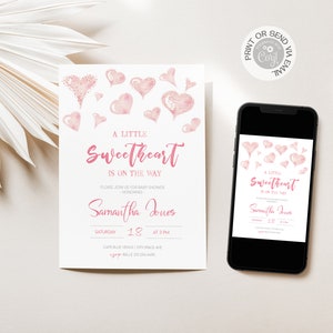 Printable Valentine's February Baby Shower Invitation Set, Editable A ...