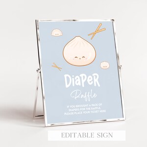 Diaper Raffle Sign Little Dumpling Baby Shower Theme, Editable Diaper ...