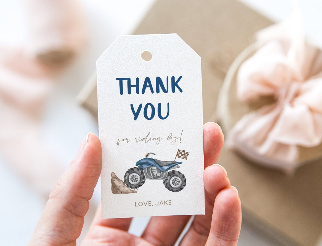 Watercolor ATV Favor Tag: Editable Quad Bike Thank You (digital ...