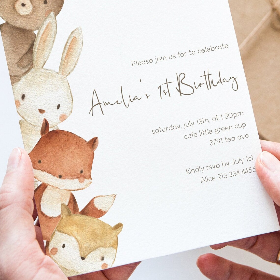 Editable Woodland Animals Birthday Invitation Printable - Etsy