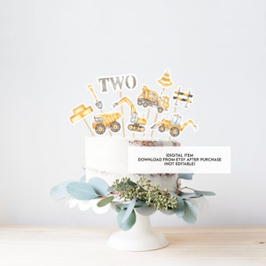Construction Cake Topper, Construction Trucks Centerpiece 2nd Birthday ...