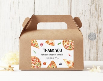 Printable Pizza Party Gable Box Label: Editable Gift Box (digital ...